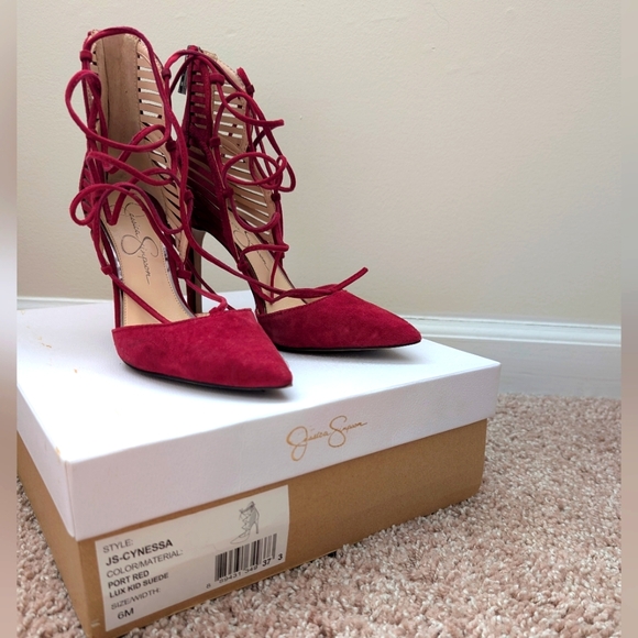 Jessica Simpson | Shoes | Jessica Simpson Red Stiletto Heels With Ankle ...